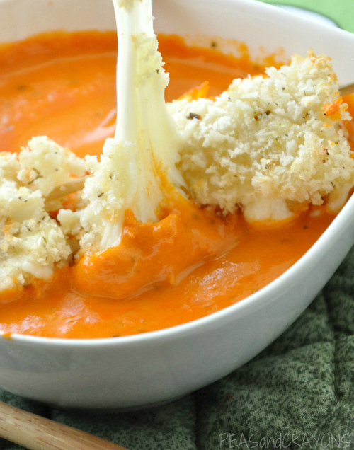 Creamy Tomato Soup with Baked Mozzarella Balls