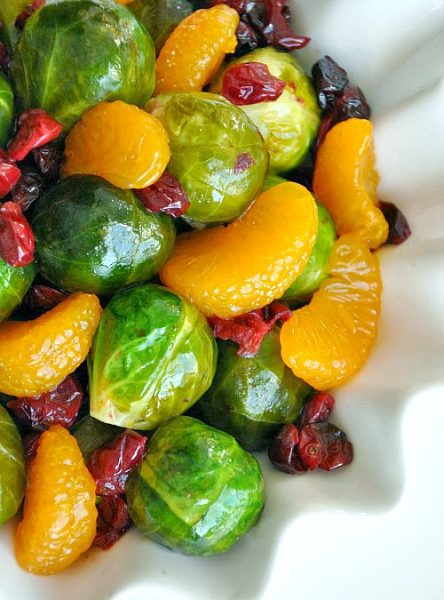 Roasted Brussels Sprouts with Cranberries and Clementines