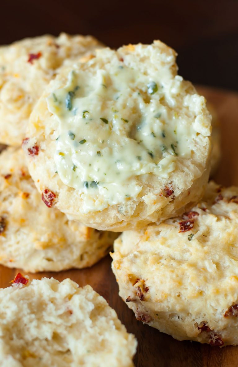 Asiago Sun-dried Tomato Biscuits with Basil Butter