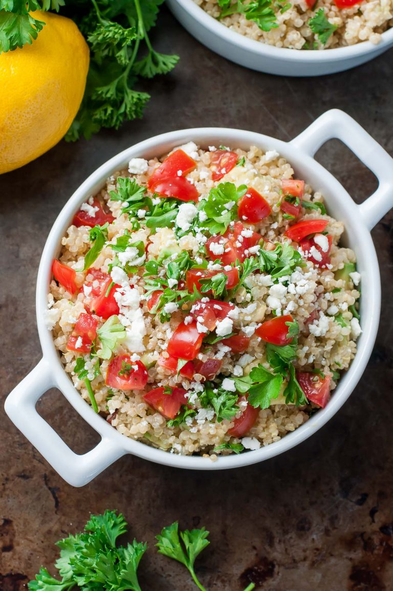 Avocado Feta Quinoa Salad with Homemade Feta Vinaigrette