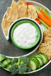 Healthy Garden Veggie Dip Recipe - Peas and Crayons