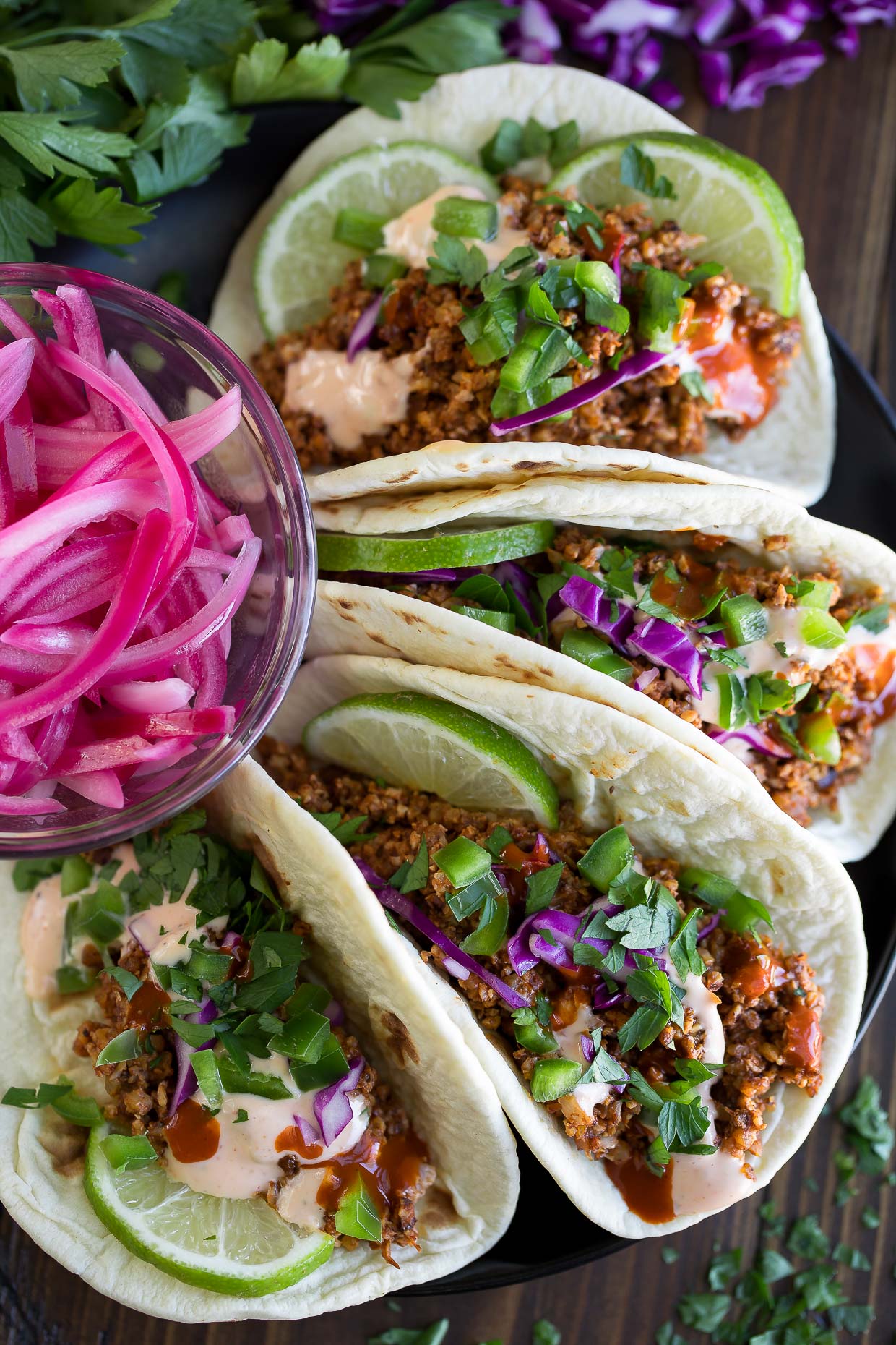 Cauliflower Walnut Tacos - Vegetarian and Vegan - Peas and Crayons