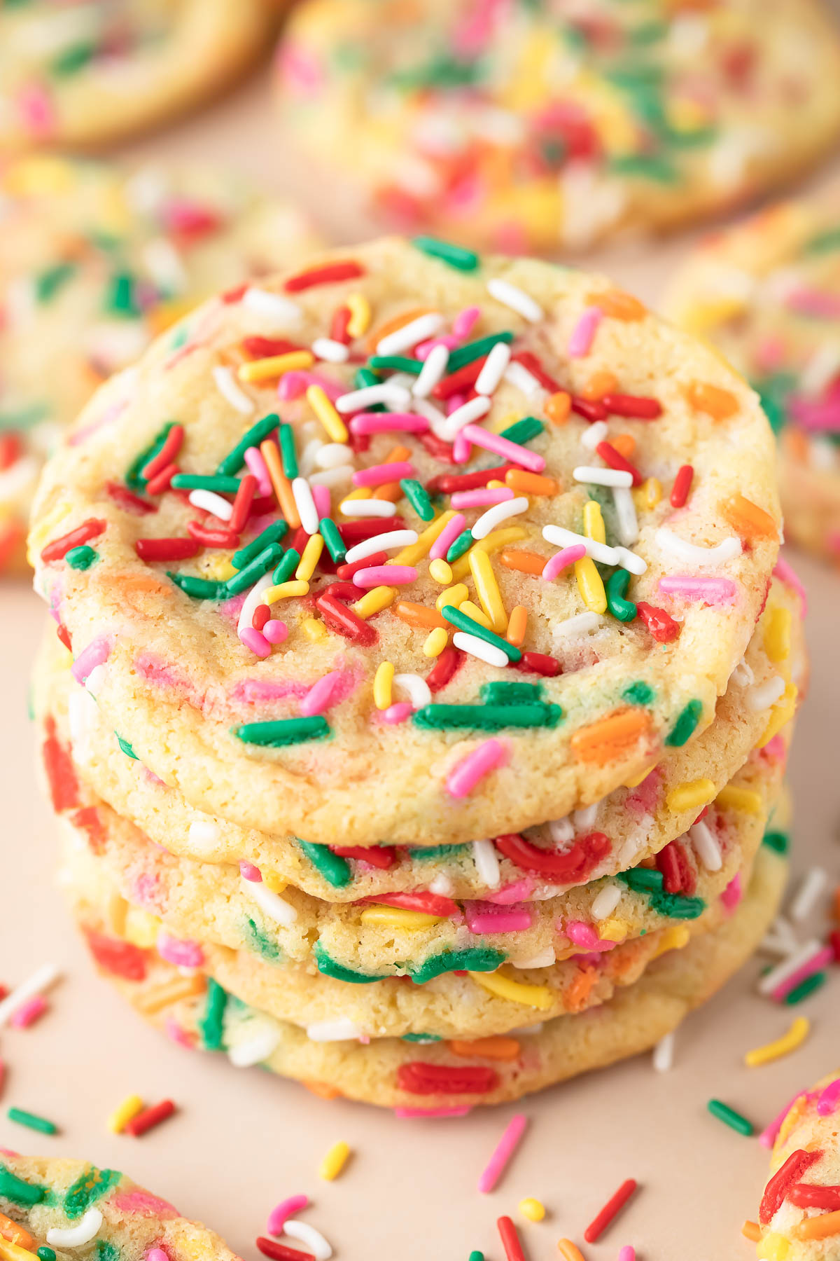 Vanilla Pudding Cookies with Rainbow Sprinkles - Peas and Crayons