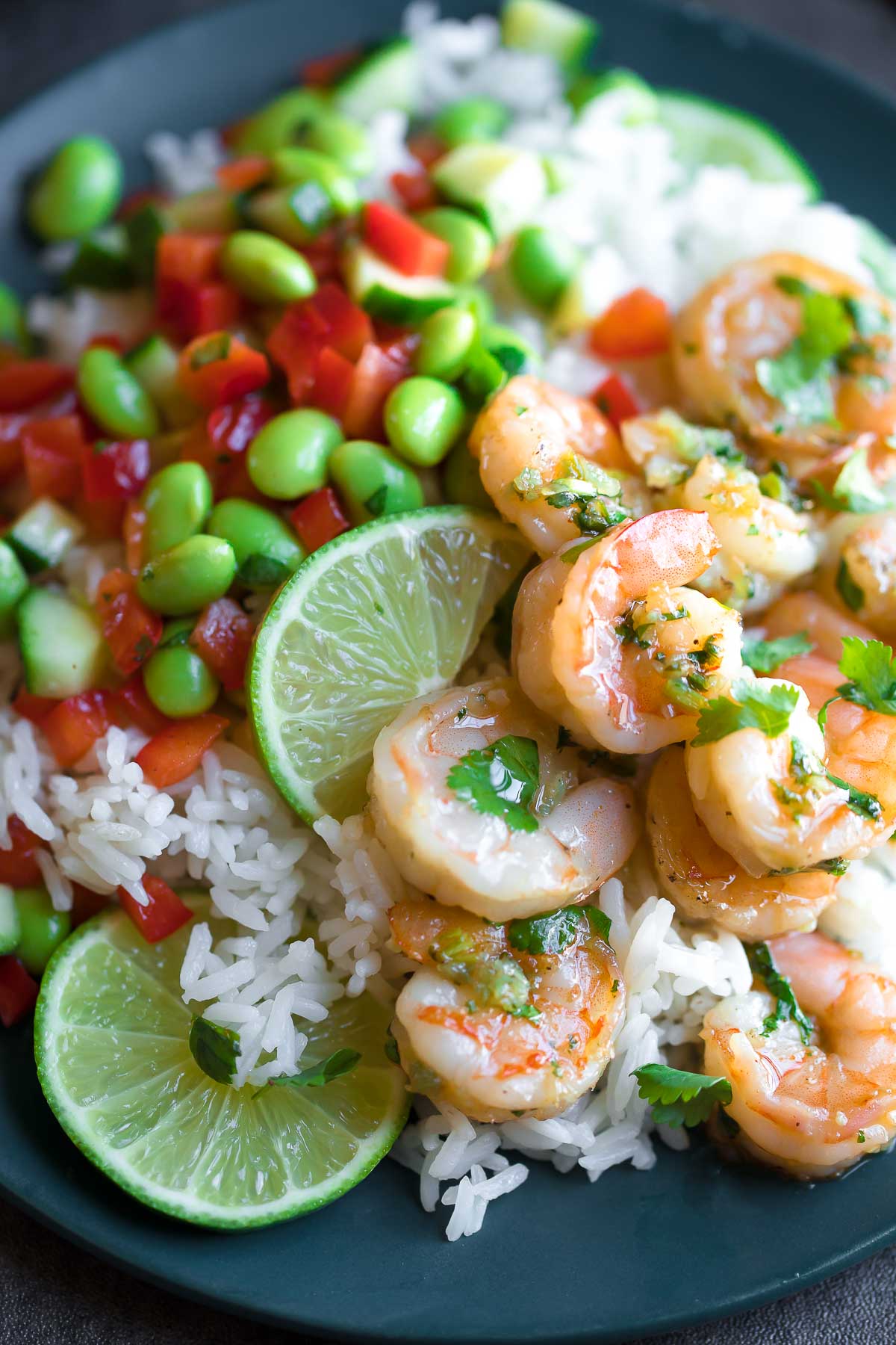 Honey Lime Shrimp with Edamame Salad - Peas and Crayons