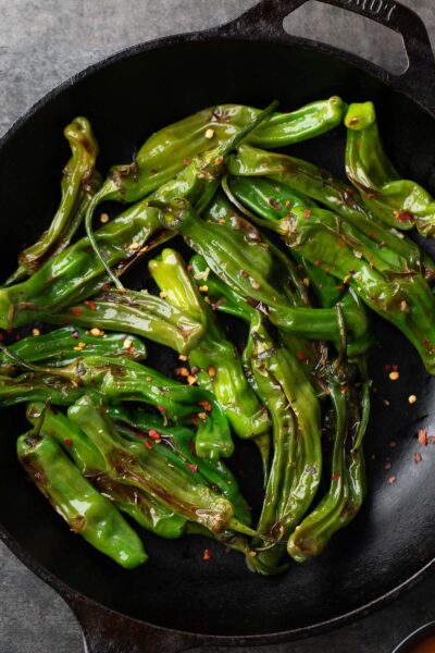 Blistered Shishito Peppers with Spicy Shishito Sauce