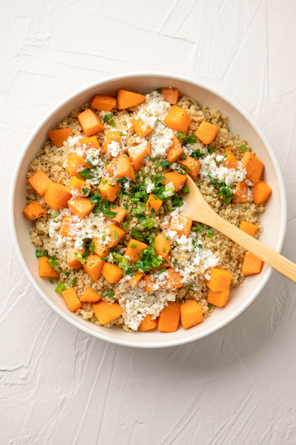 Sweet Potato Quinoa with Lemon Feta Vinaigrette