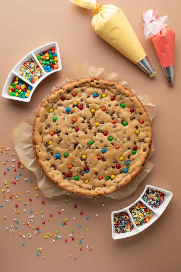 M&M Cookie Cake - Peas and Crayons