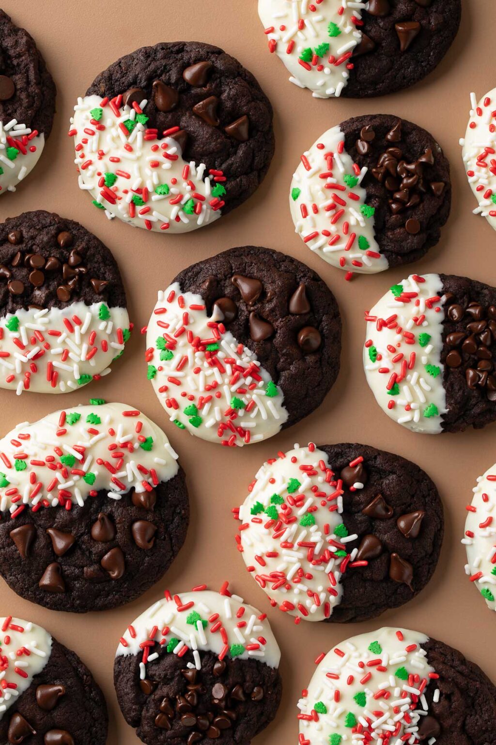Chocolate Chip Christmas Cookies with Sprinkles
