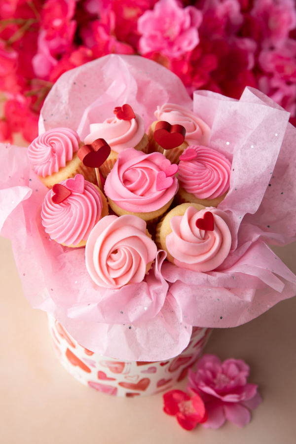 Mini Cake Mix Cupcakes with Homemade Vanilla Frosting