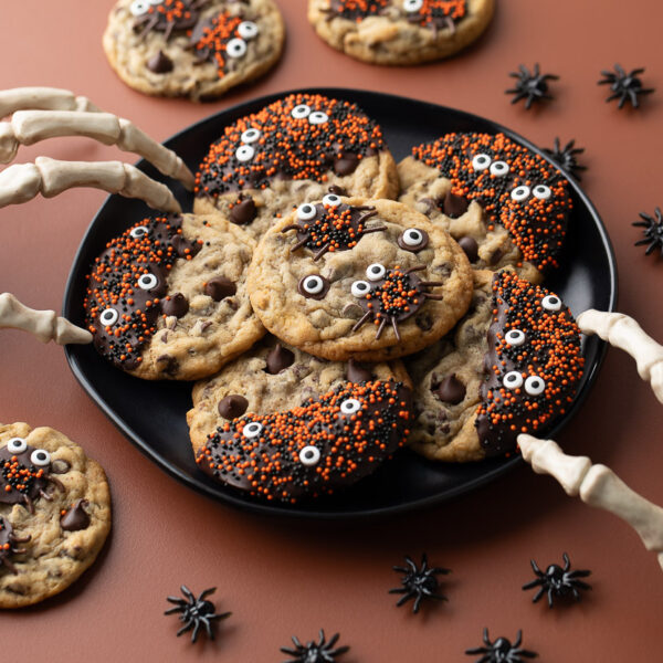 Halloween Cookies with Sprinkles and Chocolate Spiders