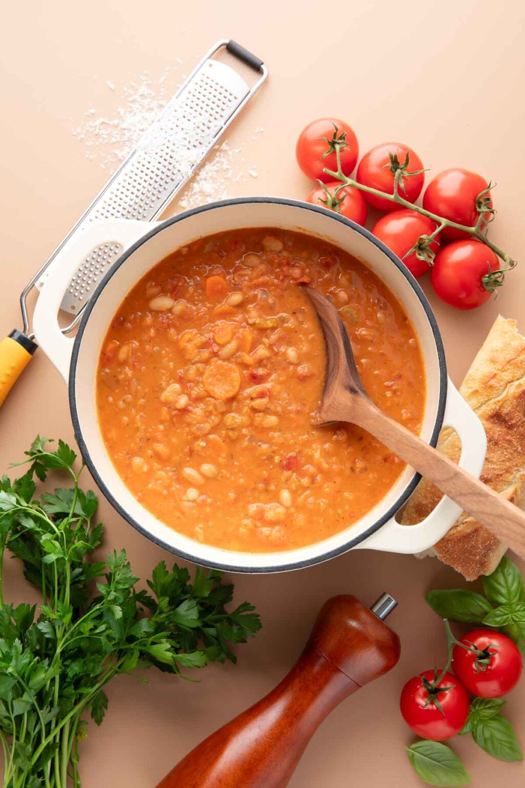Tuscan Bean Soup With Parmesan and Kale - Peas and Crayons