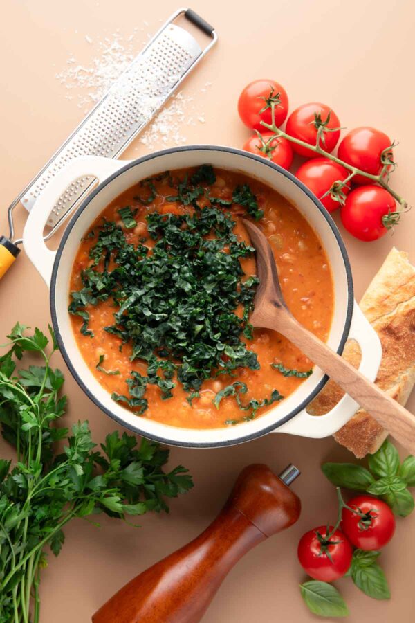 Tuscan Bean Soup With Parmesan and Kale - Peas and Crayons